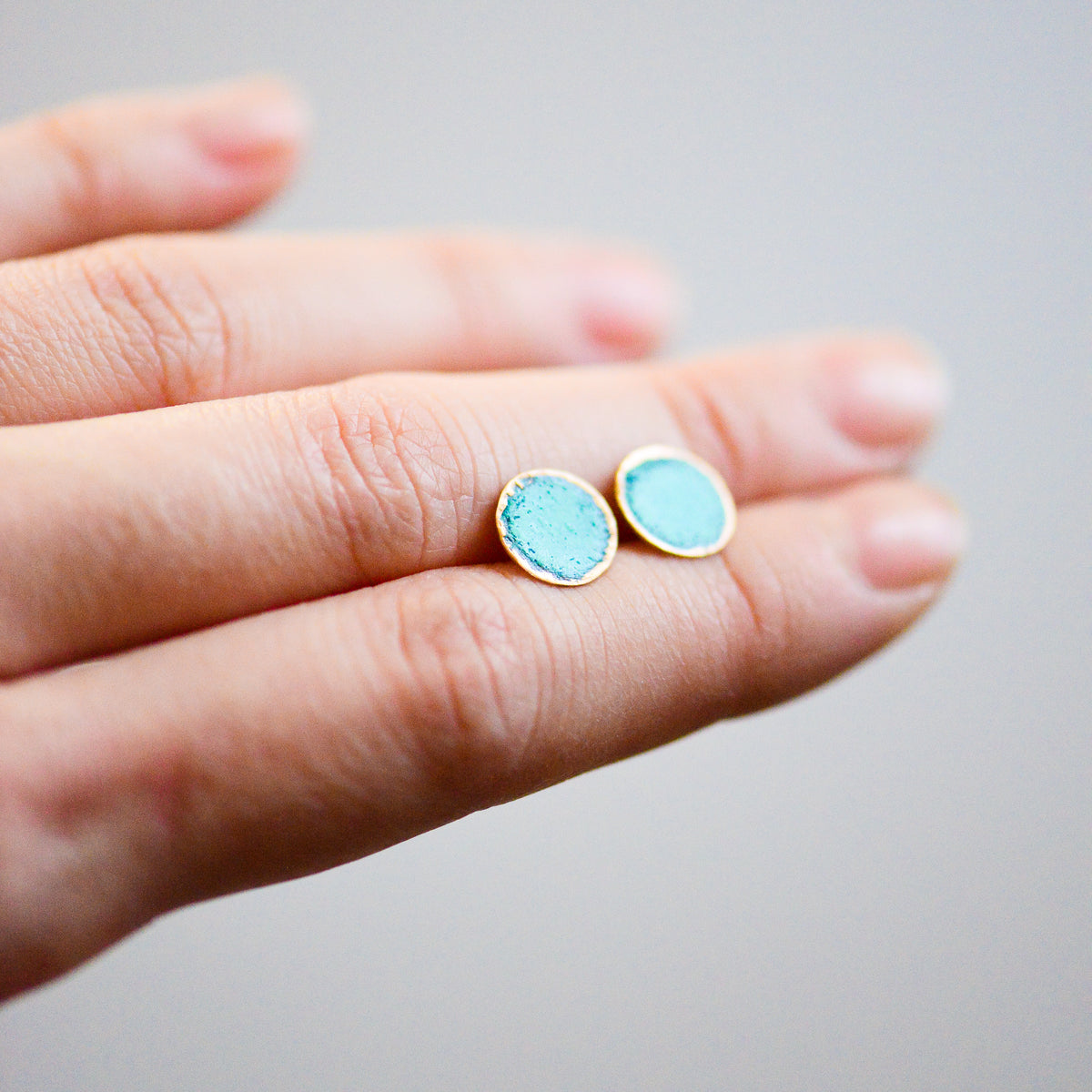 Patina Circle Studs - Hammered Brass on 14k Goldfilled posts ...